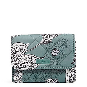 Vera Bradley Women's Performance Twill Riley Compact Wallet With RFID Protection, Tiger Lily Blue Oar, One Size
