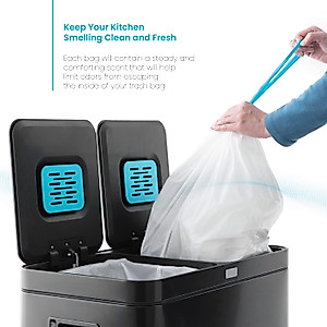 Home Zone Living 8 Gallon Kitchen Trash Bags with Drawstring Handles, Heavy Duty Custom Fit Design for 30 Liter Dual Recycling Liners, Code 30R, 60 Count