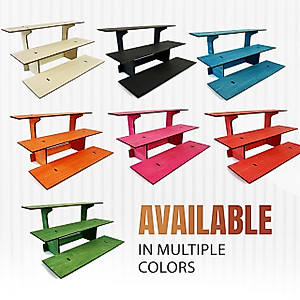 3-Tier Straight Retail Table Display Stand with Shelves | 3 Step Straight Display Rack for Counter Top, Craft Shows, Farmers Market, Trade Shows, Pop ups, Soap Display, Candles, Tumblers, Cups