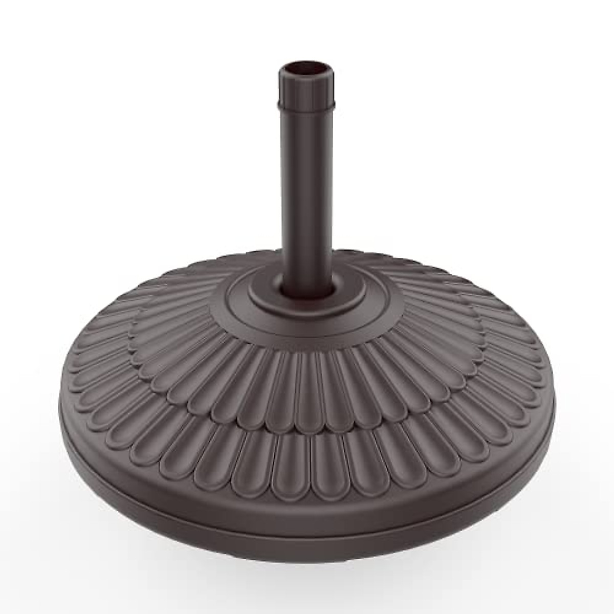 wikiwiki Round Base Umbrella Weighted Base Patio Market Umbrella Weights, Water & Sand Filled Free Standing HDPE Round Weight Base (80 Lbs, Dark Brown)