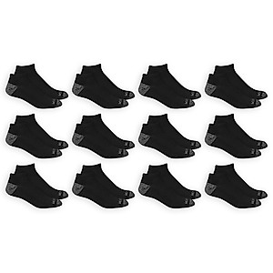 Fruit of the Loom Men's Dual Defense Low Cut Socks (12 Pack), Black, Medium (6 - 12)