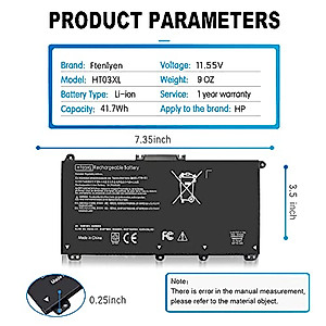 L11119-855 HT03XL Battery for HP Pavilion 15-CS 15-DA 15-DB 15-DW 17-CA 14-CE 14-CF 14-DF 15-DA0012DX 15-DA0014DX L11421-542 L11421-2C2 HT03041XL HTO3XL Laptop Replacement HSTNN-UB7J HSTNN-LB8M