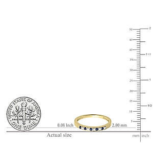 Dazzlingrock Collection 10K Blue Sapphire & White Diamond Women Anniversary Stackable Ring, Yellow Gold, Size 7