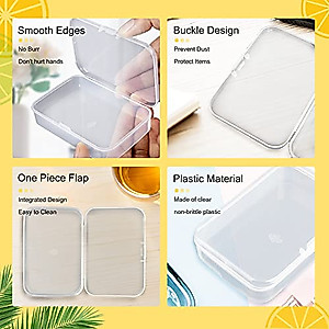 YASUOA 6 Pack Rectangle Mini Storage Containers Box with Hinged Lid, Storage Containers for Business Card, Crafts Accessories, Screws, Drills, Battery, Tiny Bead (3.5x2.5inch)