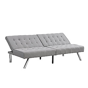 anwickjeff Futon Sofa Bed Couch Memory Foam Futon Bed,Modern Sofas for Living Room,Convertible Sleeper Sofa w/Removable Armrests,Love Seat for Compact Living Spaces Offices Dorm Bonus Room (Grey)