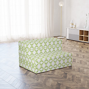 Ambesonne Floral Foldable Mattress, Laurel Wreath Illustrations, 74.8" x 35.4", Lime Green Yellow Green