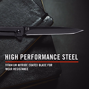 COAST Founder's Collection LX520 ORIGIN, TANTO Blade, Gentleman's EDC Folding Pocketknife, Flip Tab, Frame Lock, Pocket Clip, Stainless-Steel, Black Blade & Handle