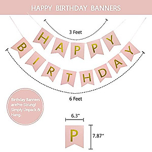 LITAUS Rose Gold Birthday Decorations - Pack of 20 | Happy Birthday Banner, Tissue Paper, Swirls, Garland | Happy Birthday Decorations | Birthday Decorations for Women | Birthday Party Decorations