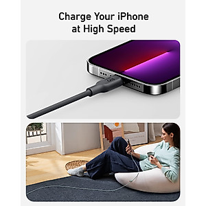 Anker 543 USB C to USB C Cable (100W 6ft), USB 2.0 Bio-Based Charging Cable USB-C to Lightning Cable, 541 Cable (6ft), MFi Certified, Bio-Based Fast Charging Cable (Phantom Black)