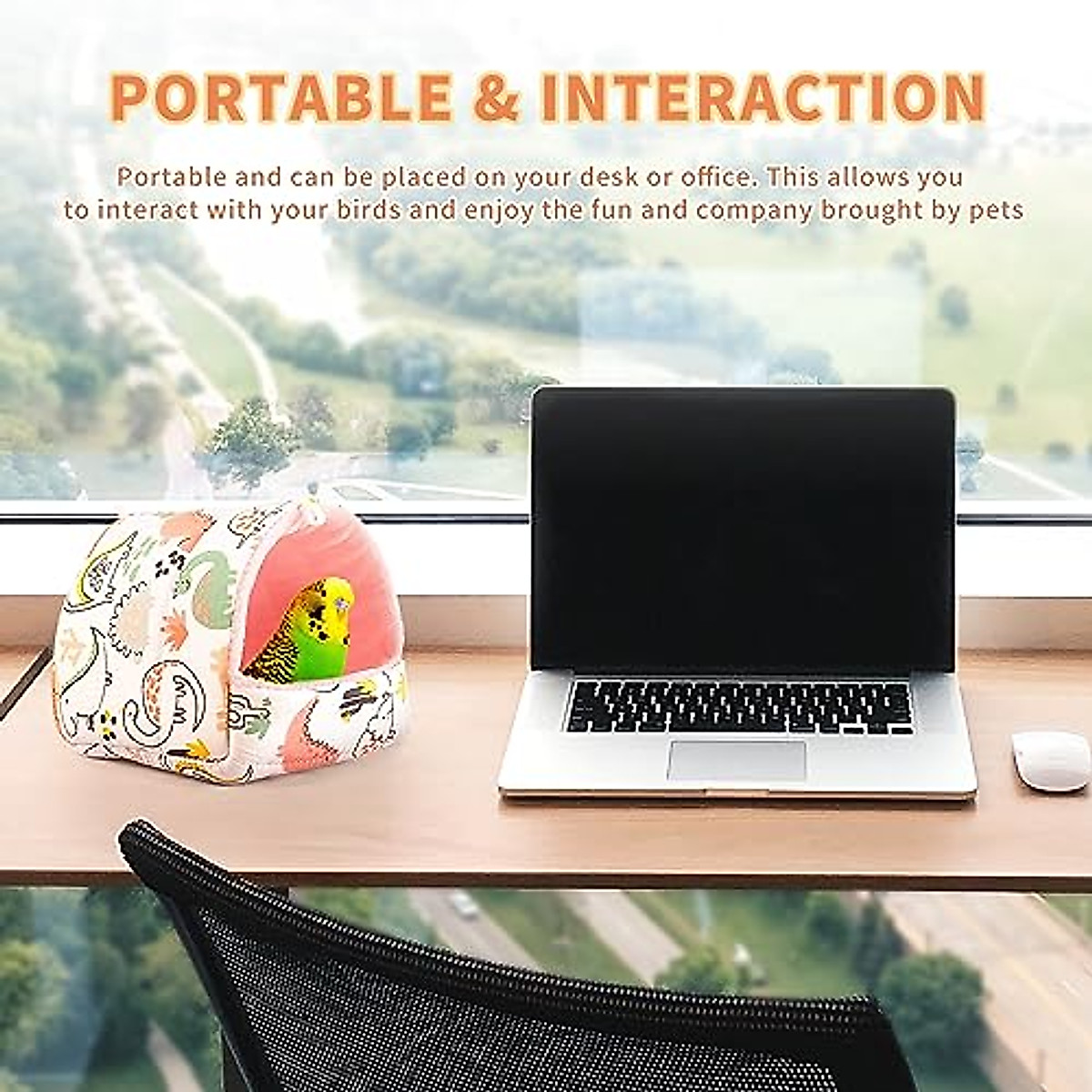 HPAWHOMEPART Parrot Bird Bed Hammock Winter Warm Bird Plush Nest Toy for Parakeet Comfortable Hanging Bird Bed for Cage (XL, Grey)