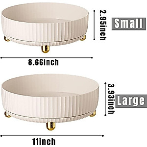 2023 Newest Rotating Storage Rack - 360° Spinning Lazy Susan Spice Storage Turntable Organizer, Round Spice Rack Makeup Organizers for Kitchen Countertop Fridge (11.02 * 11.02 * 3.94in, White)