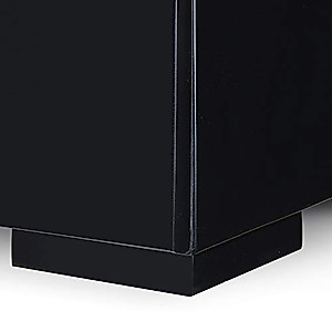 Finch Belmont Fully Assembled Nightstand Modern Mirrored Accent, Bedside End Table with Silver Handles, 3-Drawer, Black