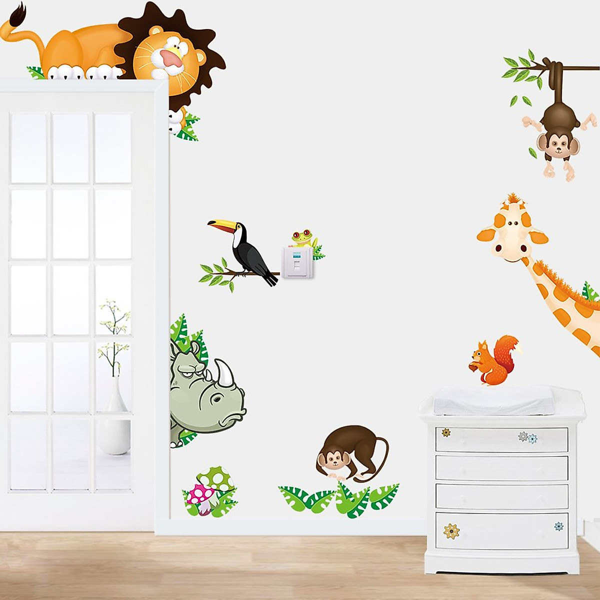 MLM Lovely Giraffe Monkey Rhinoceros Lion Zoo Zoological Ggarden Art Wall Stickers Decal for Nursery Home Decor Children Courtyard Baby Room