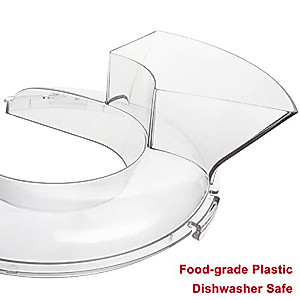 FIRJOY Pouring Shield for KitchenAid 4.5 and 5 Quart Stainless Steel Bowls ONLY - Secure Fit Splash Guard Accessory for KitchenAid Tilt-Head Stand Mixers (Clear)