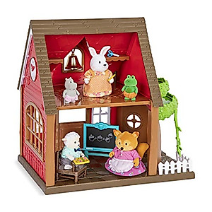 Li’l Woodzeez – Woodland Schoolhouse – Dollhouse Playset – 1 Doll Figure, Miniature Furnitures & Accessories Included - Pretend Play for Kids Age 3+