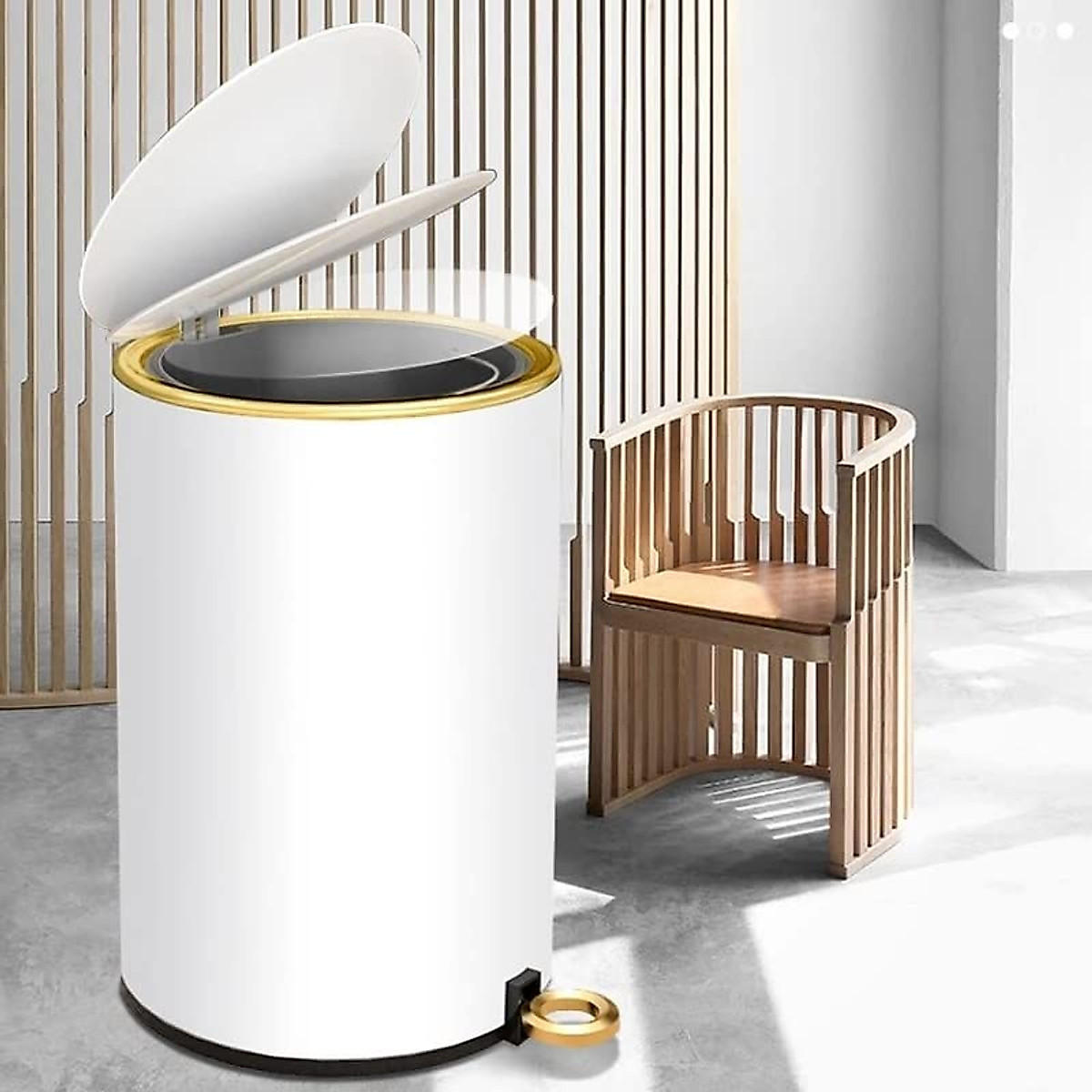 MFCHY Trash Can Stainless Steel Press Bathroom Trash Can Kitchen Garbage Container Household Products