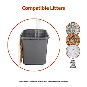 Amazon Basics Nonstick Top-Entry Cat Litter Box with Filter Lid, Large, Gray