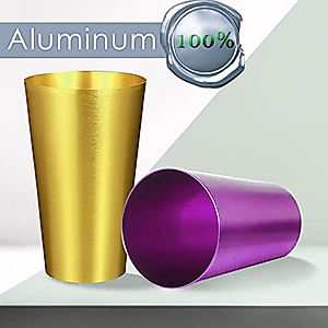 ALUMINUM TUMBLERS Retro Jewel Aluminum Colored Tumblers Cups Set of 6, Multicolor,16 FL OZ
