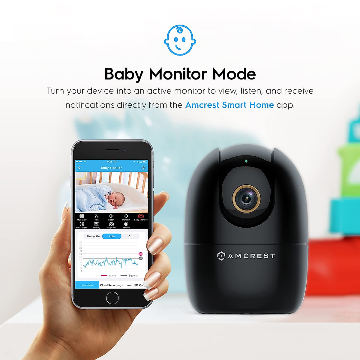 Amcrest 4MP WiFi Camera Indoor, Dog Camera, Sound & Baby Monitor, Human & Pet Detection, Motion-Tracking, w/ 2-Way Audio, Pan/Tilt Wireless IP Camera, Night Vision, Smart Home ASH41-B