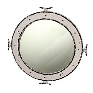 DRH - Distressed Wooden Porthole Mirror with Cleat Nautical Decoration - Home Décor Porthole Mirror - Antique Rustic Porthole - Size - 28" Dia