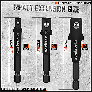 HORUSDY 7-Piece Power Drill Impact Sockets Adapter Set, Hex Shank Socket to Drill Adapter 1/4" 3/8" 1/2" Impact Driver Adapter