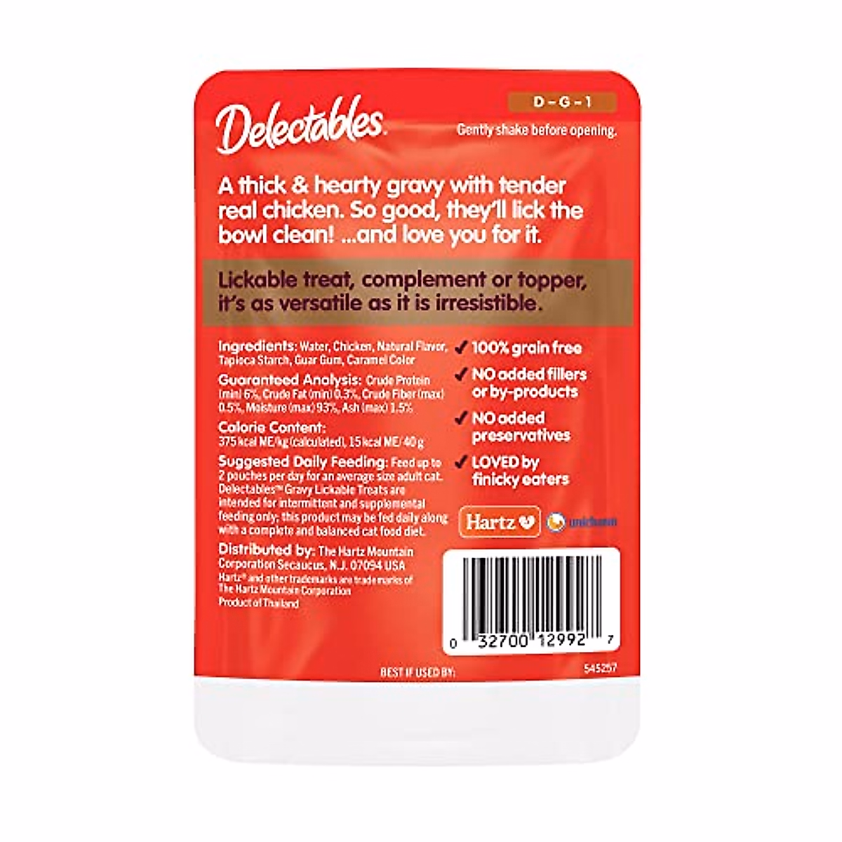 Hartz Delectables Gravy Non-Seafood Lickable Wet Cat Treat & Food Topper, Chicken, 12 Pack, 1.40 Ounce (Pack of 12)