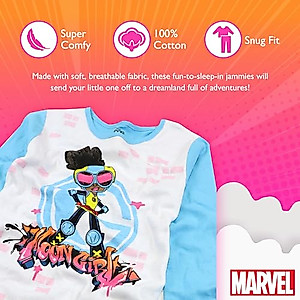 Marvel 4-Piece Snug-fit Cotton Superhero Pajama Set, Soft & Cute for Kids, Cool Moon Girl, 10