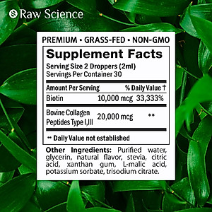 Liquid Collagen & Biotin Supplements for Hair Growth - Biotin 10000mcg Collagen Peptides 20000mcg Drops - Hair Vitamins for Hair Loss for Women & Men, Skin and Nail Strengthener - Made in USA, 2 floz