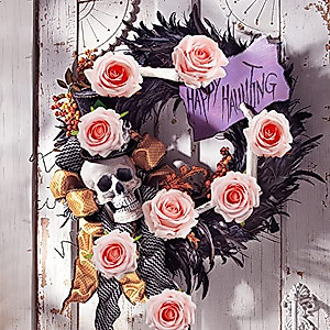 Heofloliy 10PCS Fake Roses Pink Roses Silk Artificial Flowers with Steam Bridal Bouquets for Party Wedding Decoration Table Centerpiece Arrangement (Pink)