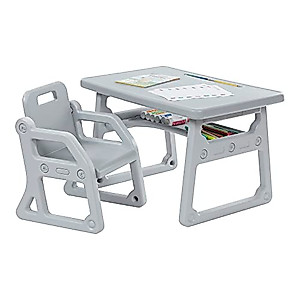 ECR4Kids Toddler Plus Desk and Chair, Kids Furniture, Grey/Light Grey