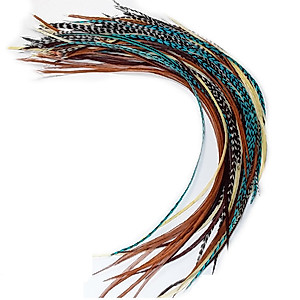 Sexy Sparkles - Feather Hair Extensions, 20 Hair Feathers 8-11 Inches with 20 Beads and Loop Tool Kit