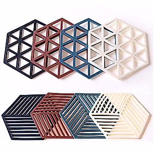 Silicone Trivet Mats and Hot Pads 8 Pcs 5.63 4.92 in Hexagon Heat Multifunction Kitchen Tool for Bowl Mats, Dish Mats Placemats