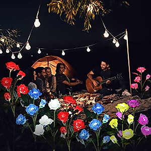 BBTO 12 Pack Solar Rose Lights Solar Outdoor Garden Flower Lights Flowers Roses Lights with 60 Rose Flowers Waterproof Lights for Valentine's Day Weeding Pathway Walkway Patio Yard Decoration