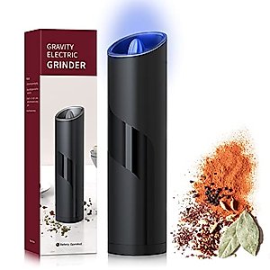 Electric Salt and Pepper Grinder Set Gravity Electric Pepper Grinder, Automatic & Electric Salt and Pepper Grinder, Pepper Mill Electric 1 Pack (Black)