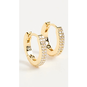 gorjana Women's Wilder Shimmer Bar Huggies, 18K Gold Plated, White Cubic Zirconia Hoop earrings w/Hinge Closure
