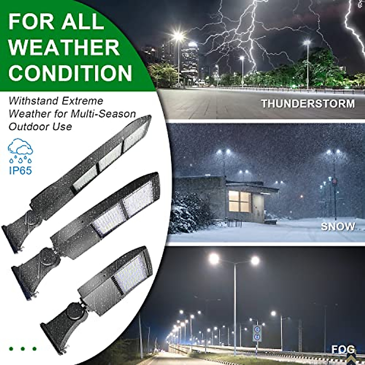 OSTEK LED Parking Lot Lights 100W - LED Shoebox Street Lighting with Dusk to Dawn Photocell 14000LM Commercial Area Road Lighting 5000K