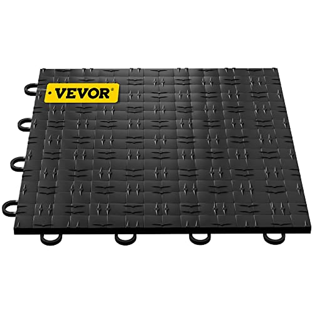 VEVOR Garage Tiles Interlocking, 12'' x 12'', 25 Pack, Black Garage Floor Covering Tiles, Non-Slip Diamond Plate Garage Flooring Tiles, Support up to 55,000 lbs for Basements, Gyms, Repair Shops