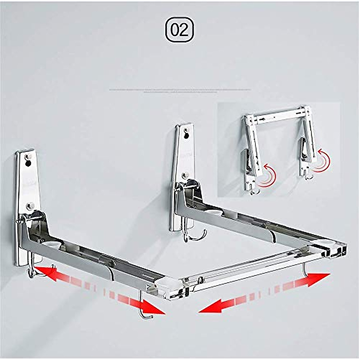 JF-XUAN Kitchen Shelf Kitchen Counter Holder 304 Stainless Steel Microwave Oven Wall Mount Bracket Retractable Microwave Wall Stand Shelf Rack Kitchen Storage (Color : Silver, Size : 57X40X20CM)