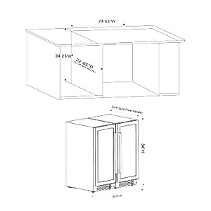 Yeego 30 inch Wine and Beverage Refrigerator&Wine and Beer Fridge,Two 15" Wine Beverage Coolers Under Counter Freestanding Wine Beer Fridge, Hold 33 Bottles and 80 Cans (Two Pack)