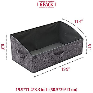 TENABORT 6 Pack Trapezoid Large Foldable Closet Storage Bins with Handle, Fabric Storage Organizer Cube Colth Containers Linen Box Shelf Baskets for Clothes Clothing Shelves Wardrobe