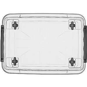 Cetomo 85Qt*3 Plastic Storage Bins, Storage Box, 3 Pack, Organizing Container with Wheels, Durable Lids and Secure Latching Buckles, Stackable and Nestable, Clear with Black Buckle