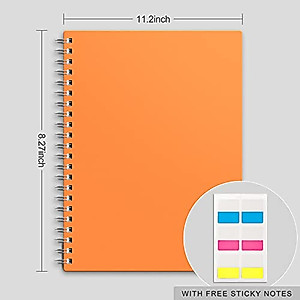 HIUKOOKA A4 Grid Graph Notebook - 300 Pages Spiral Notebook Journal, 8.27 x 11.2 Inches Large PVC Cover notebook,100gsm Thick Paper,For Science,Engineering Drawing,Math Study,Meeting(Orange)