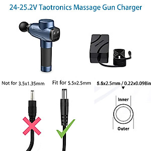 24-25.2V Massage Gun Charger for TaoTronics TT-PCA003,TOLOCO EM26 T11 Pro, Opove M3 Pro, Opove G3 Pro, Hyperice Hypervolt Muscle Power Cord