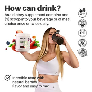 M+S Collagen Peptides Powder with Vitamin C and Hyaluronic Acid, Improves Elasticity, Hair, Skin, Nails and Joint – Sugar Free, 1.29 Lb (Berries Flavor)