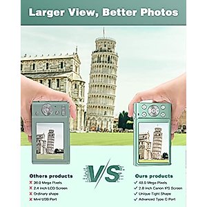 Digital Camera 2.7K 48MP Vlogging Camera, Auto Focus Digital Point and Shoot Camera with 32GB Memory Card,16X Zoom-Pink