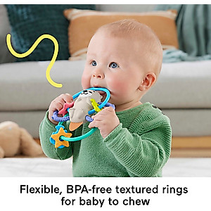 Fisher Price Baby Toys Twist & Teethe Otter 2-In-1 Rattle and Bpa-Free Teether with Textured Rings for Infant Fine Motor Play