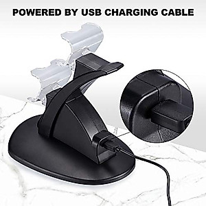 2 Pack PS4 Controller Charger, Playstation 4 / PS4 / PS4 Pro / PS4 Slim Controller Charging Dock Stand Stations with Dual Micro USB Fast Charging & LED Indicator (Black & White)