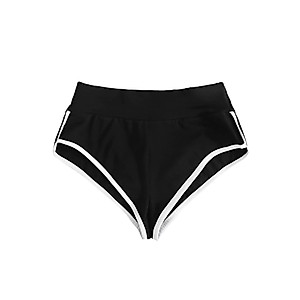 SweatyRocks Women's Sporty Elastic Waist Contrast Binding Booty Workout Biker Shorts Black XL
