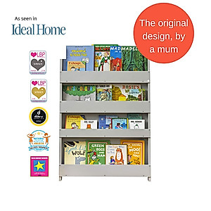 Tidy Books® Children’s Bookshelf 43.3” x 30.3” x 2.8” - The Original Handmade Classic Book Storage Solution for Kids Age 0-10 - 4 Shelves - Gray
