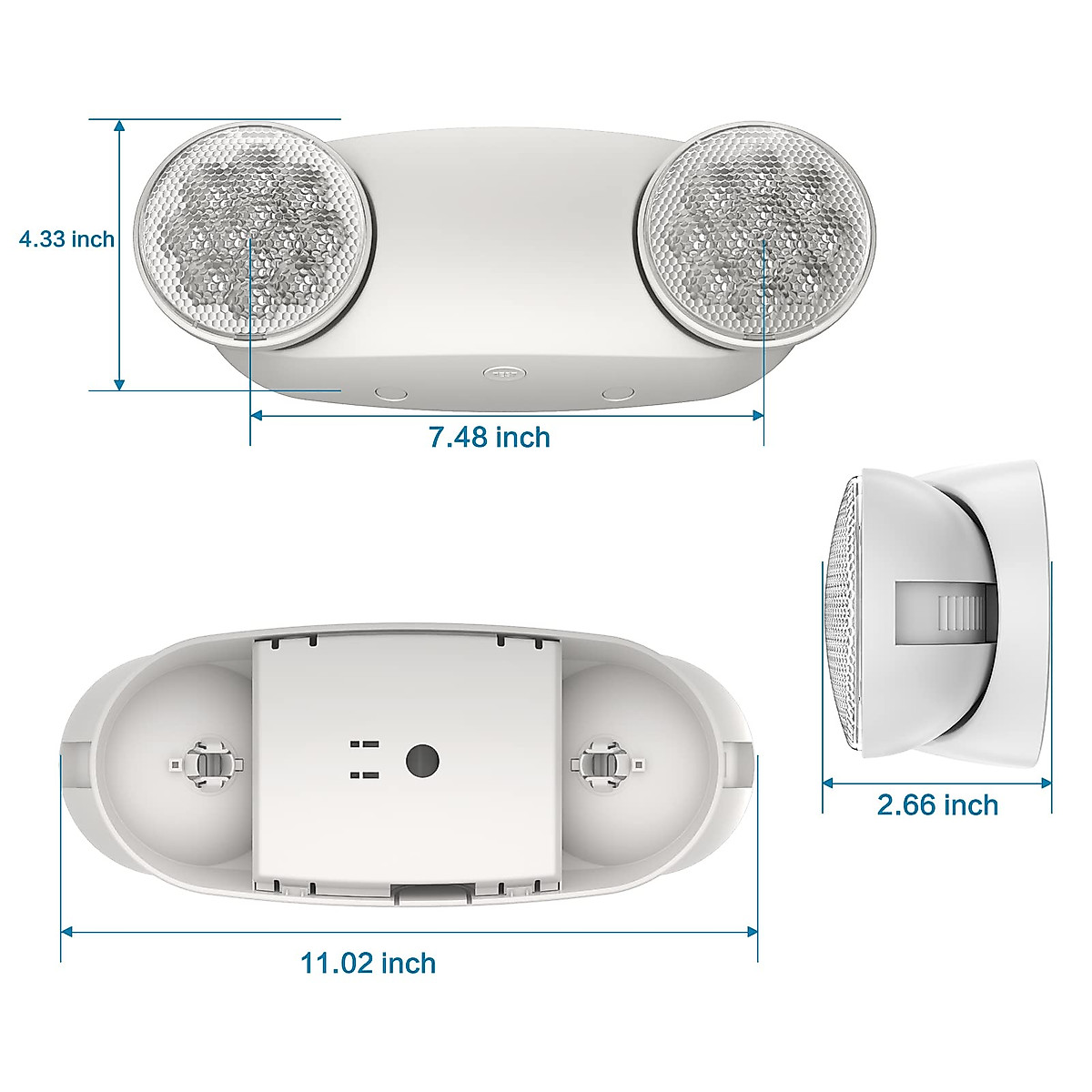 Spectsun 1 Pack Emergency Light, Emergency Lights for Business, LED Emergency Lights with Battery Backup, 2 Bug Eye Heads Adjustable Commercial Emergency Lighting Fixtures, UL 924 Certified